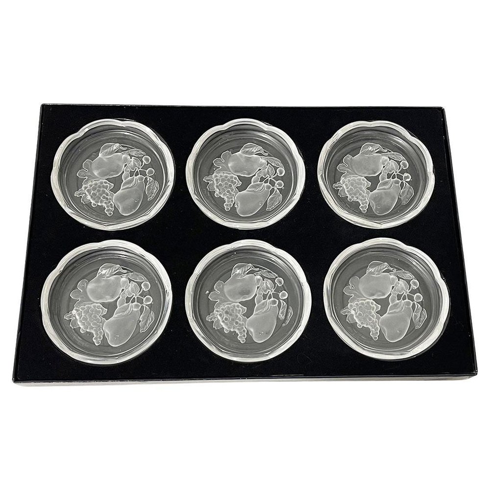 Crystal Glass Coasters from Val Saint Lambert, Set of 6 for sale at Pamono
