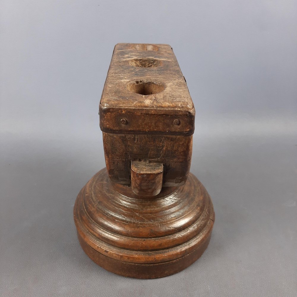 Antique Arab Handcrafted Engraved Seed Spreader in Wood & Metal, Early ...