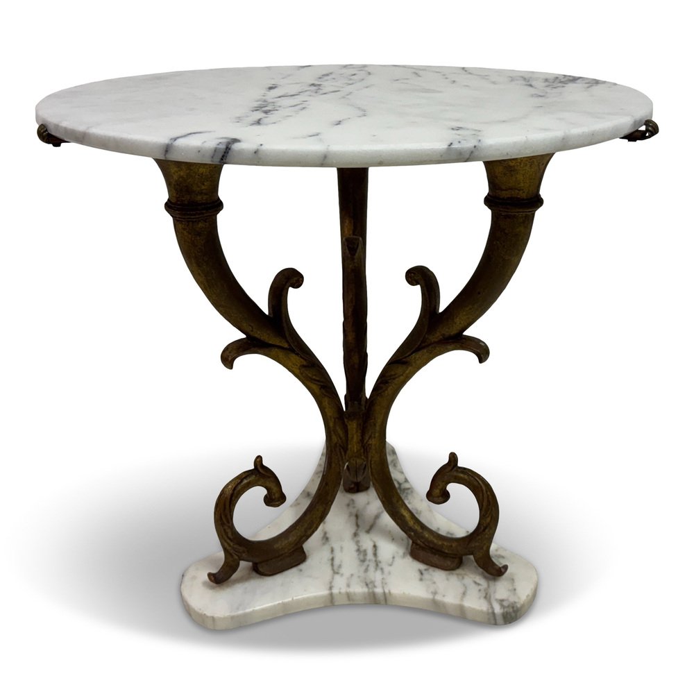 Italian Neoclassical-Style Gilt Iron and Marble Side Table, 1950s for ...