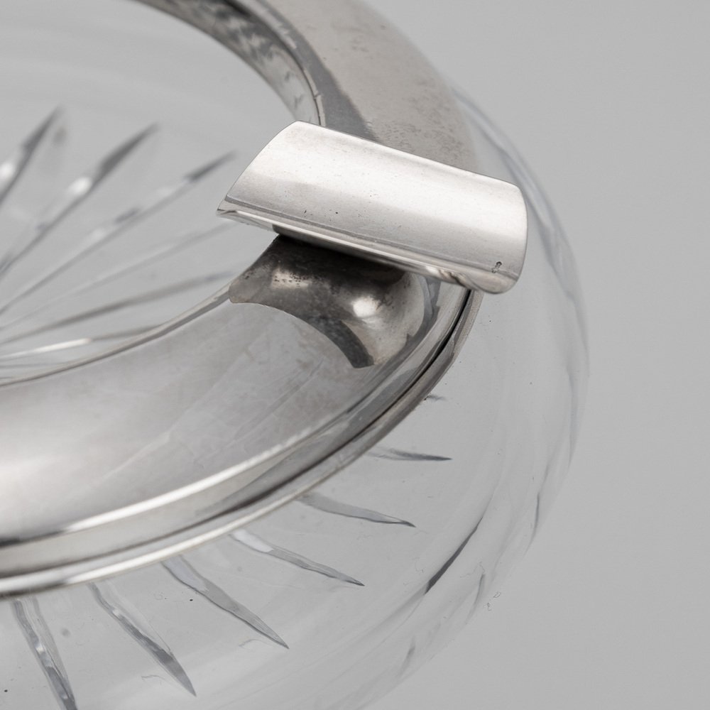 Vintage 20th Century Silver Plated & Cut Glass Cigar Ashtray with Naval ...