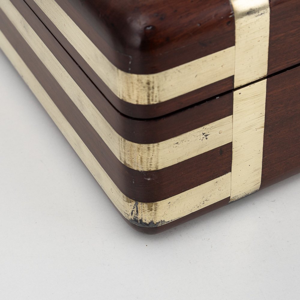 19th Century English Mahogany & Brass Bound Jewellery Box, 1820s for ...