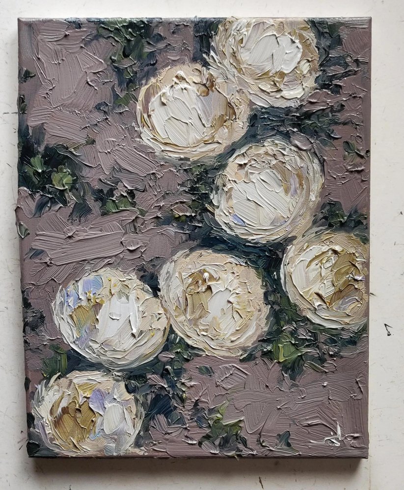 Vivek Mandalia, White Peonies, Oil on Canvas for sale at Pamono