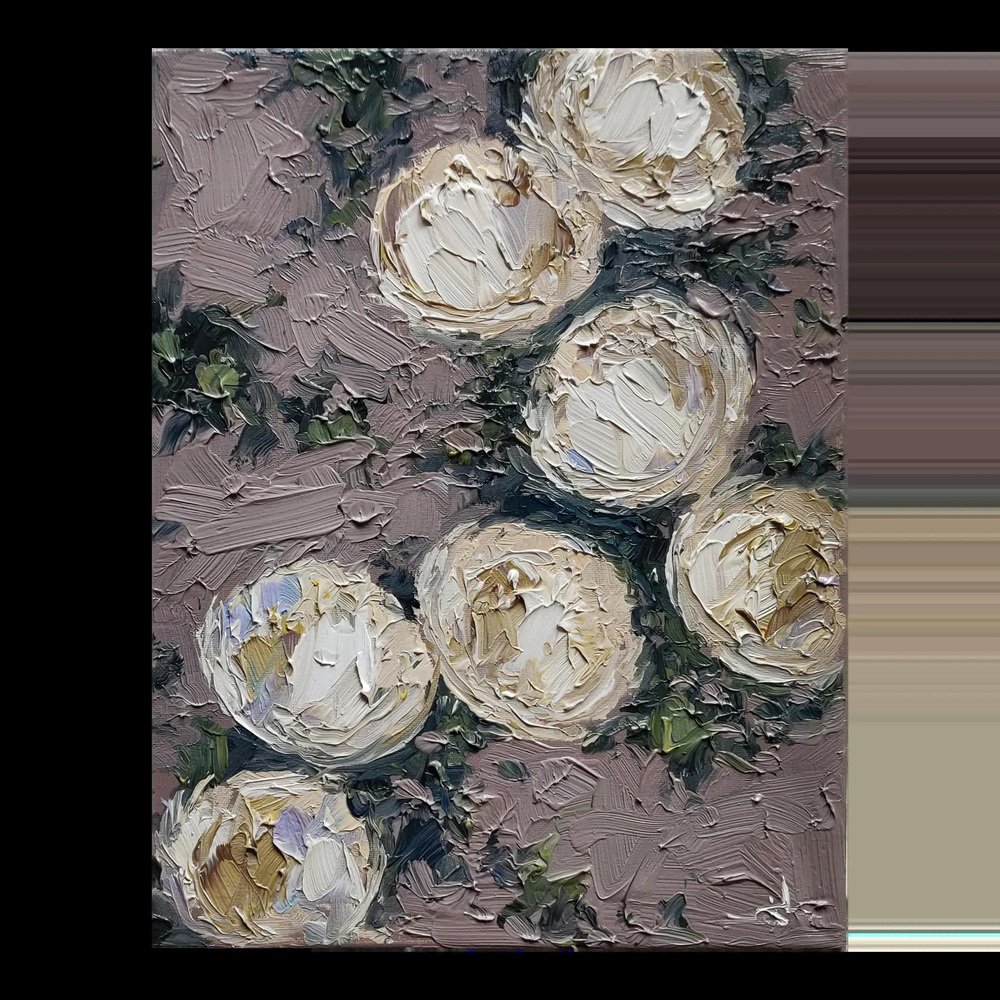 Vivek Mandalia, White Peonies, Oil on Canvas for sale at Pamono