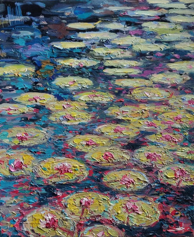 Vivek Mandalia, Pond of Waterlilies, Oil on Canvas for sale at Pamono