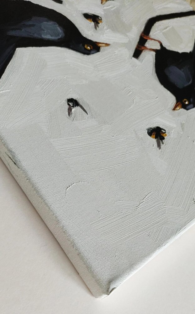 Vivek Mandalia, Black Birds, Oil on Canvas for sale at Pamono