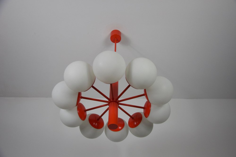 Mid-Century Modern Red Kaiser 10-Arm Chandelier from Kaiser Idell ...