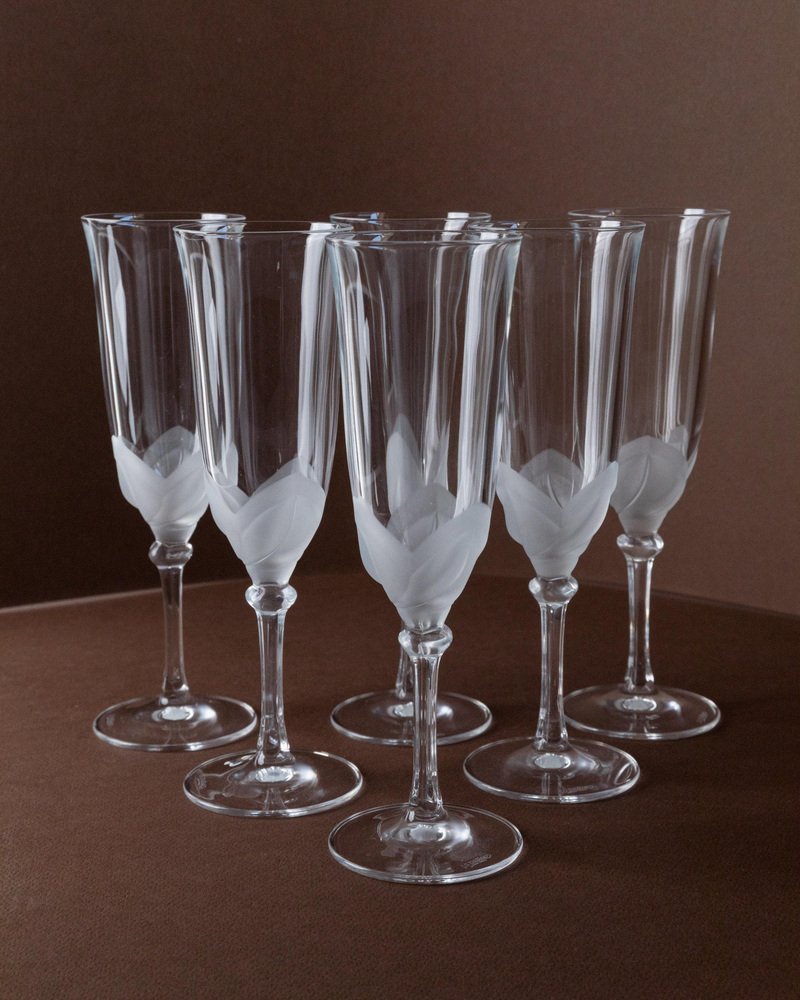 Vintage Crystal Glass Champagne Glasses by J.G. Durand, 1970s, Set of 6 ...
