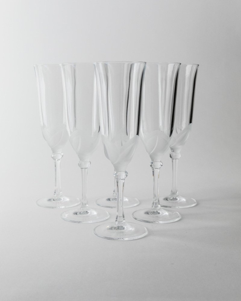 Vintage Crystal Glass Champagne Glasses by J.G. Durand, 1970s, Set of 6 ...