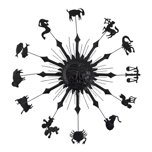 1970s Zodiac Wall Hanging Metal Sunburst Face With Astrological Signs ...