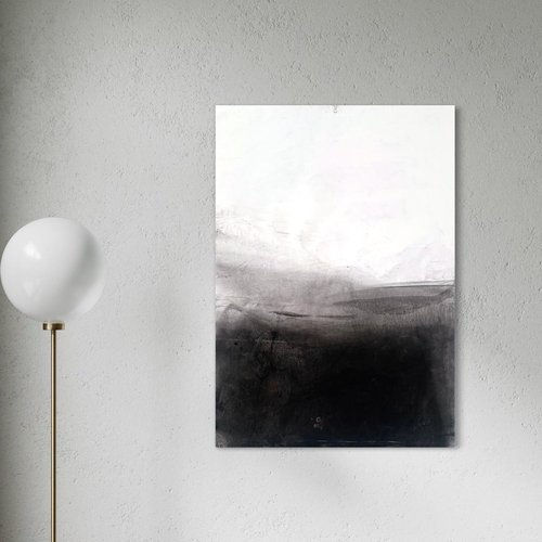 Landscape Bw Original Drawing, Contemporary Abstract Art by Marilina ...