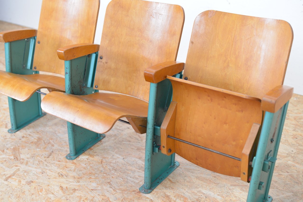 Vintage 3-Seater Cinema Bench for sale at Pamono