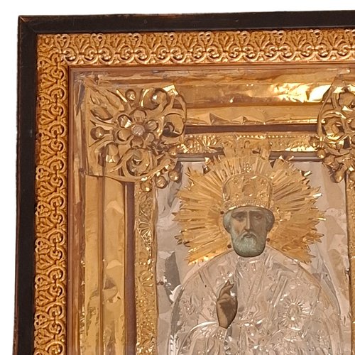 1910 Antique Orthodox Icon of Saint Nikolai, Framed for sale at Pamono