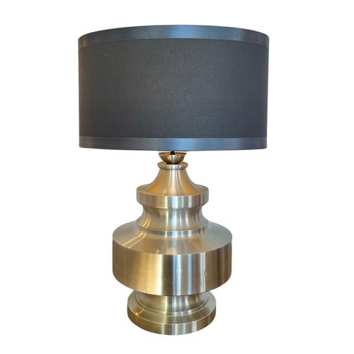 Large Brushed Aluminum Table Lamp, Italy, 1970s for sale at Pamono