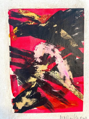 Maria Donata Papadia, Collage 3, Monotype on Painted Wood Board for ...