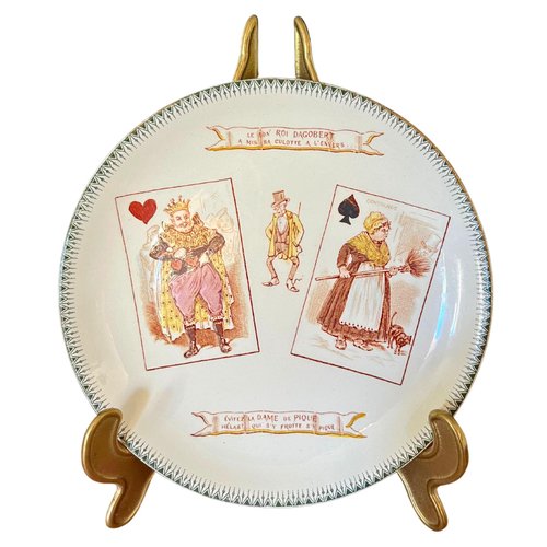 6 Französische Majolika Teller, 19. Jh. Von Choisy-Le-Roi, Humor ...