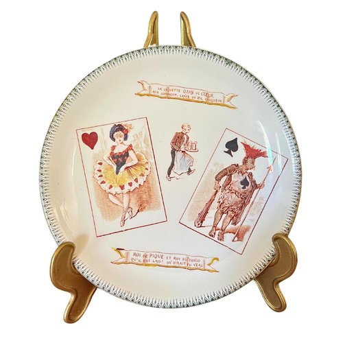 19th Century Set of 6 French Majolica Choisy-Le-Roi Plates, Humour ...