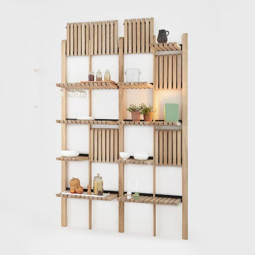 Modern Shelving System Handcrafted Natural Ash Wood on the Steel Frame ...