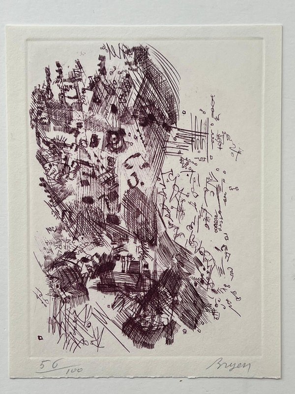 Camille Bryen, Homage to Hans Arp, 1967, Etching for sale at Pamono