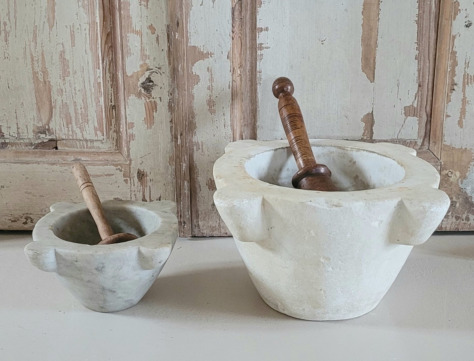 Large Antique Italian Marble Mortar and Wooden Pestle, 19th Century ...