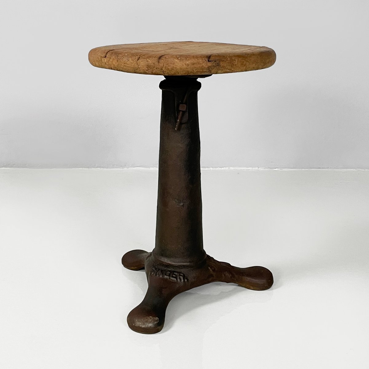 Industrial Italian Wood and Cast Iron Stool by Singer, 1930s for sale ...