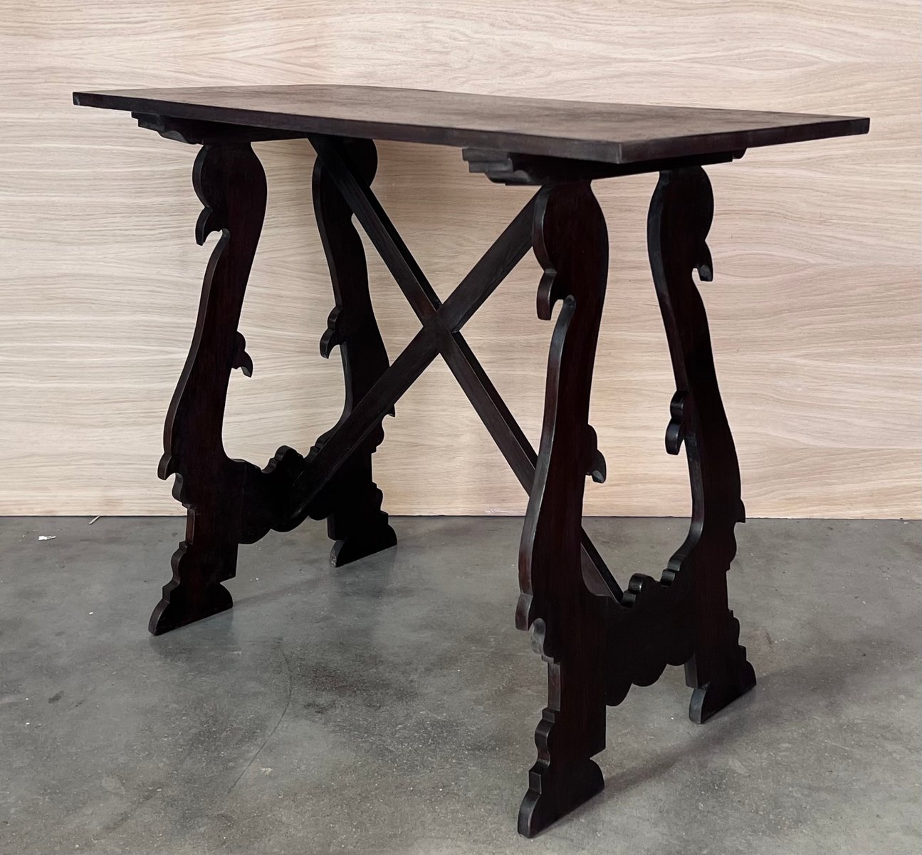 Antique Spanish Ebonized Baroque Side Table with Lyre Legs, 1890 for ...