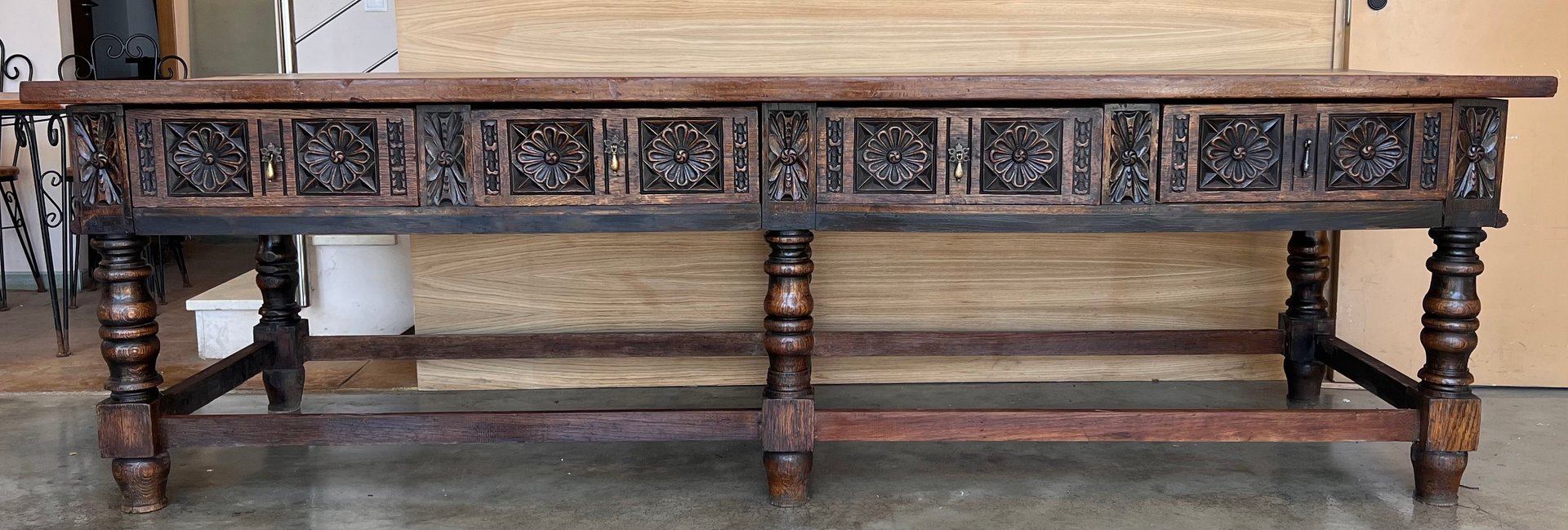 Antique Spanish Refectory Farm Table with Four Drawers, 1890 for sale ...
