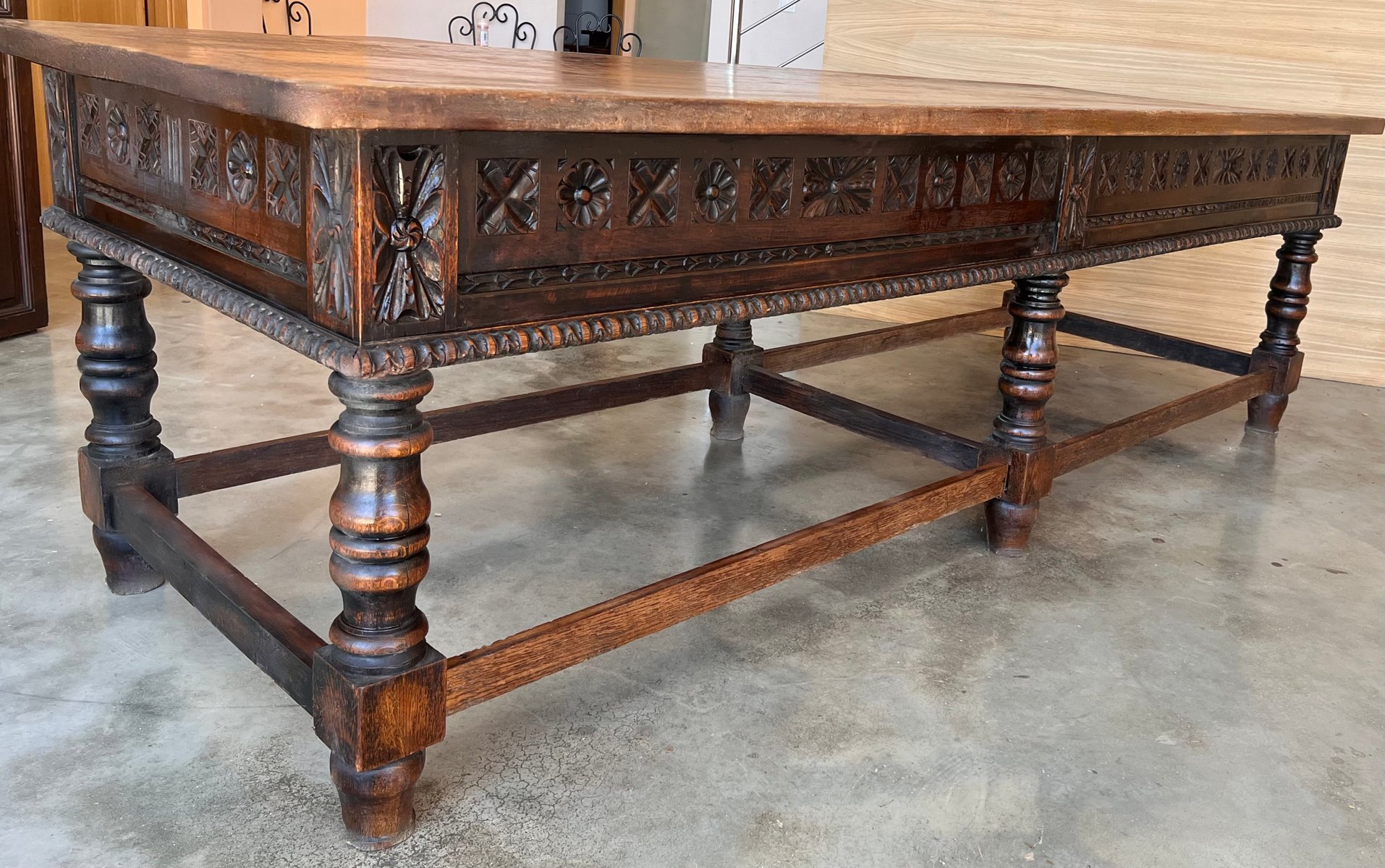 Antique Spanish Refectory Farm Table with Four Drawers, 1890 for sale ...