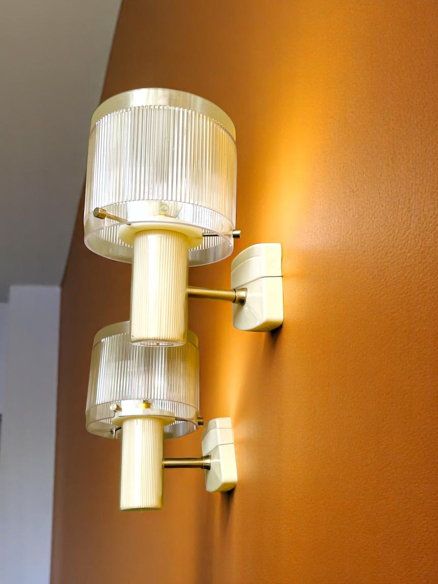 Mid-Century Modern Portuguese Acrylic Wall Sconce Light Lamps, 1990s ...