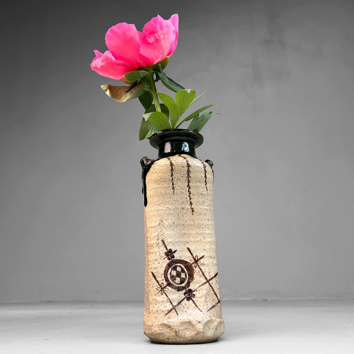 Mid-Century Modern Oribe-Yaki Ikebana Vase, 1960s for sale at Pamono