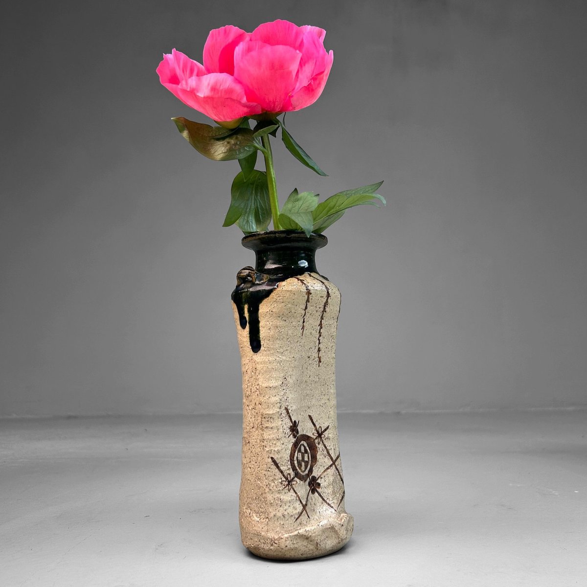 Mid-Century Modern Oribe-Yaki Ikebana Vase, 1960s for sale at Pamono