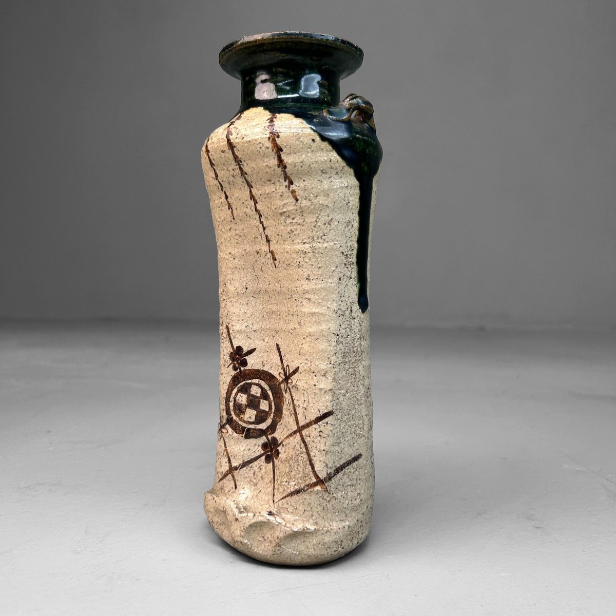 Mid-Century Modern Oribe-Yaki Ikebana Vase, 1960s for sale at Pamono