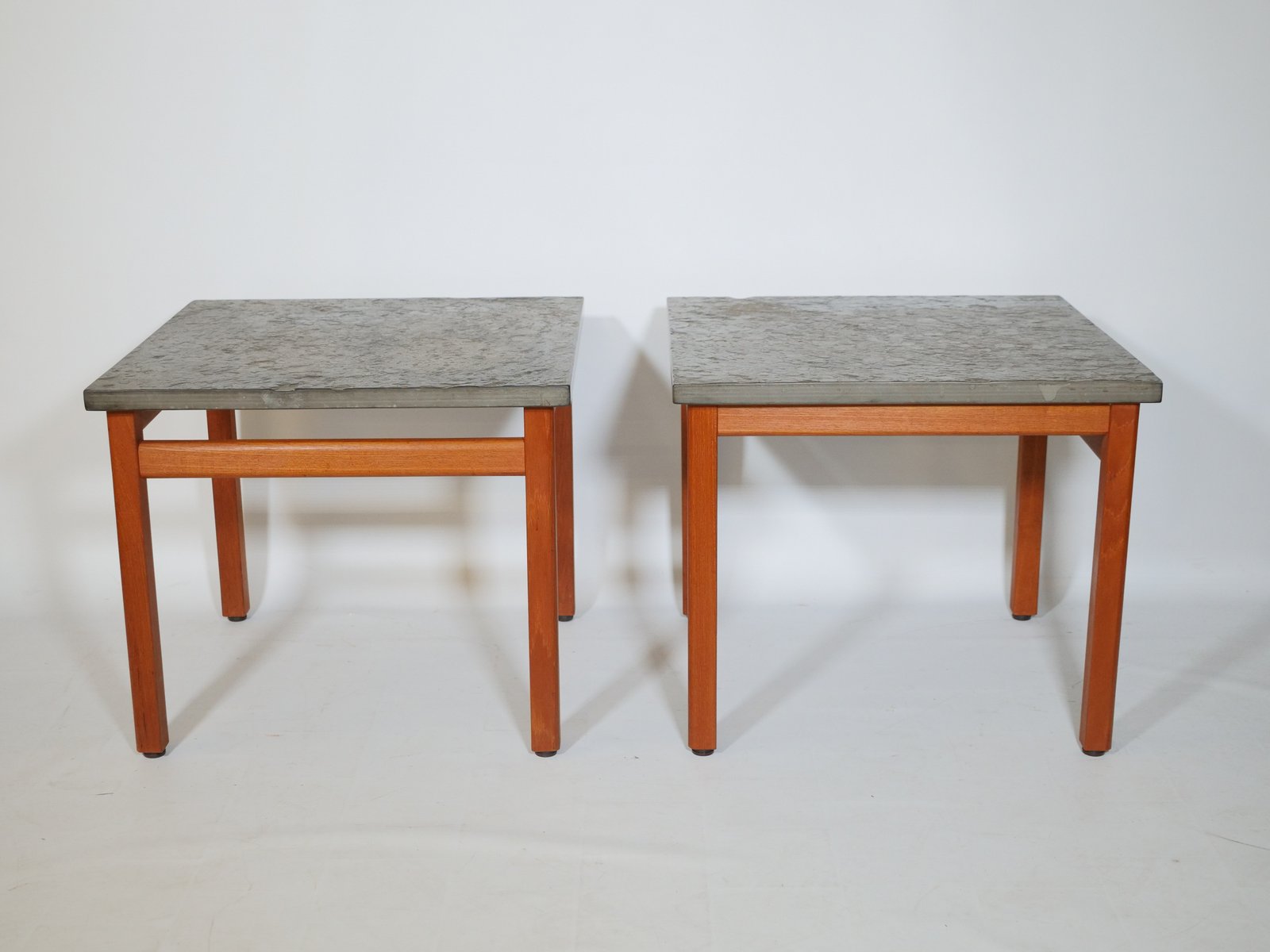 Teak Slate Side Table, 1970s, Set of 2 for sale at Pamono