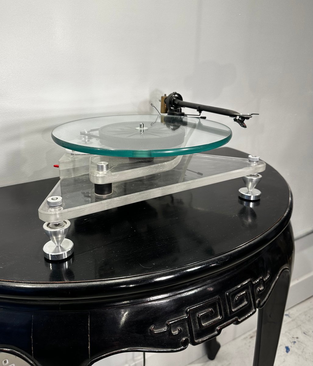 Glass Record Deck by Sinclair, 1988 for sale at Pamono