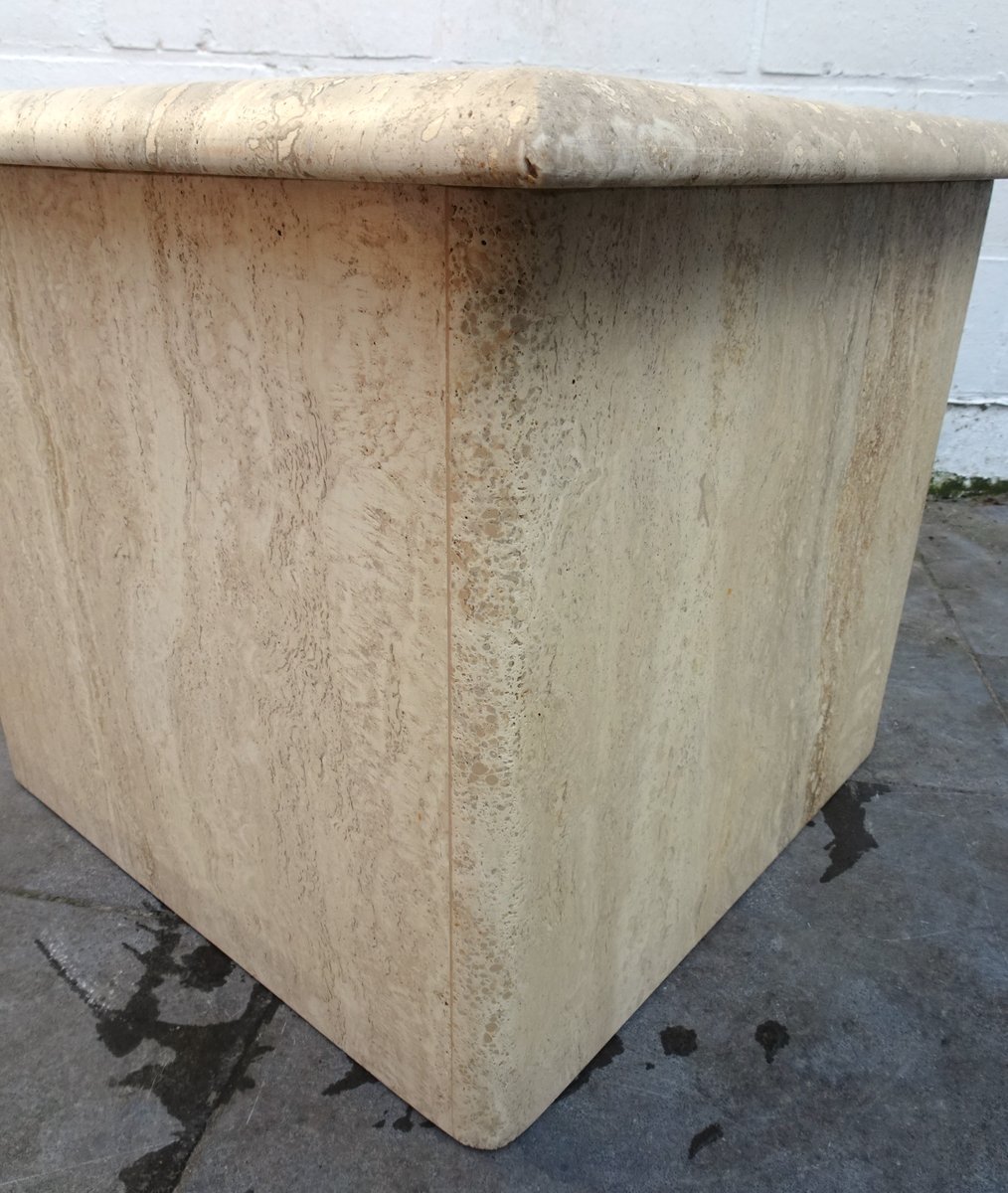 Italian Travertine Square Side Table, 1970s for sale at Pamono