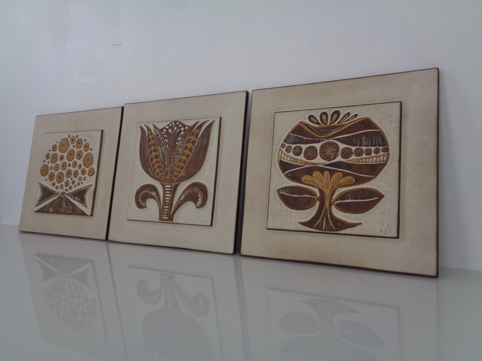 Rea Ceramic Wall Plaques from Ceramano, 1960s, Set of 3 for sale at Pamono