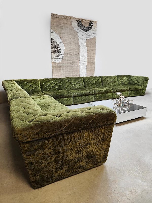 Vintage Quilted Velvet Modular Sofa from Laauser, 1970s, Set of 9 for ...