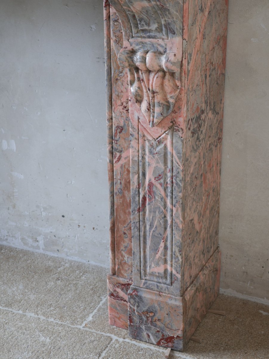 French Sarrancolin Marble Modillion Fireplace, 1890s for sale at Pamono