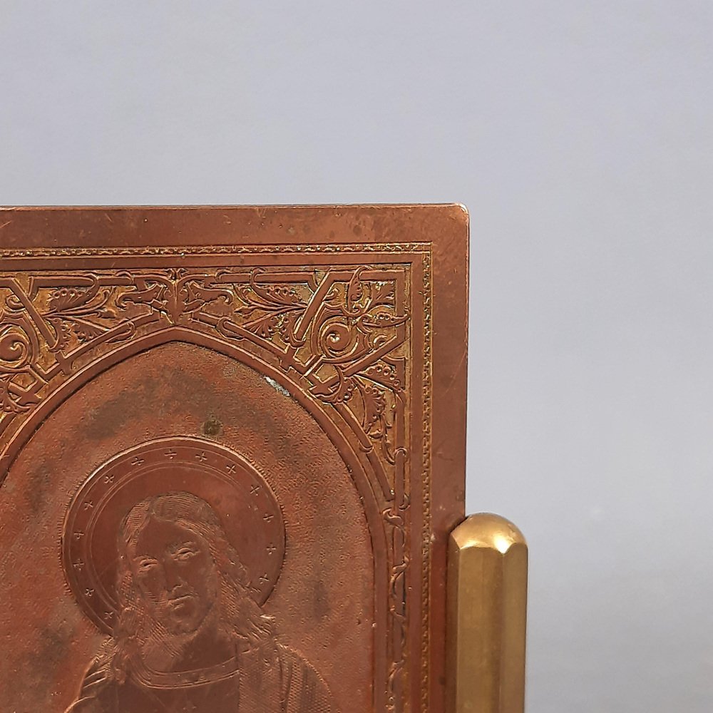 Antique Brass Engraved Altar Plate with Sacred Heart of Jesus by B ...