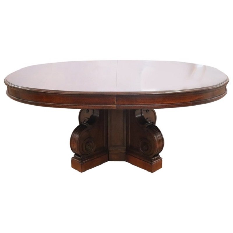 Oval Extendable Dining Table in Walnut for sale at Pamono