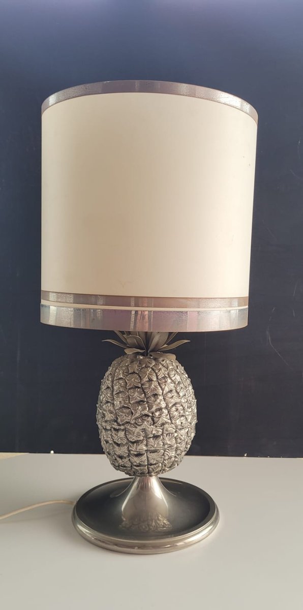 Hollywood Regency Nickel Plated Brass Ananas Table Lamp by Maison ...