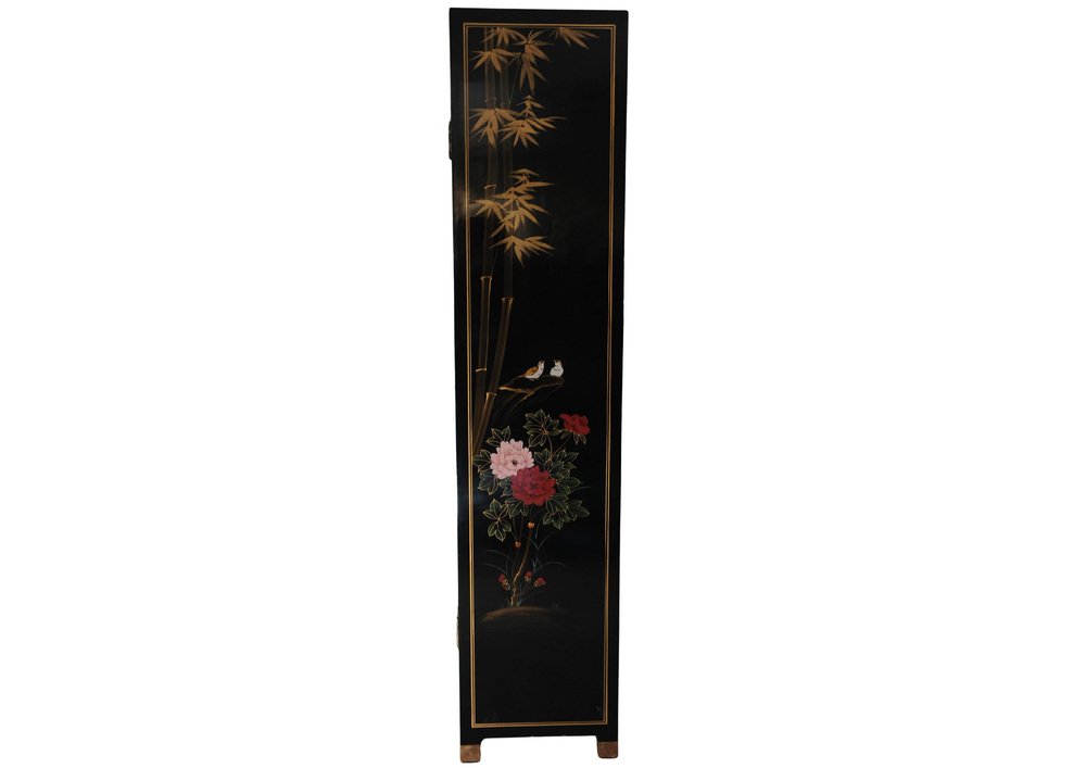 Lacquer De Chine Decorative Floral Four Fold Two-Sided Room Divider for ...