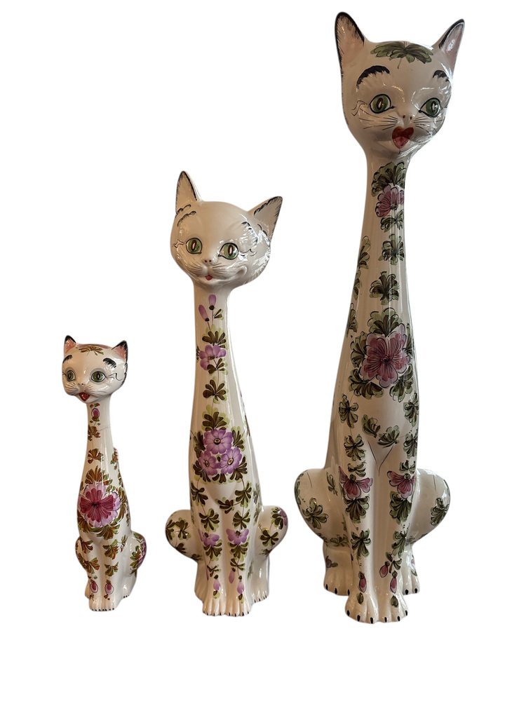 Vintage Italian Hand-Painted Ceramic Cats, 1950s, Set of 3 for sale at ...