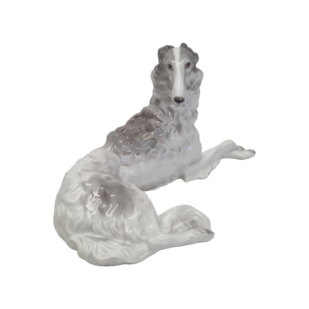 Art Deco Porcelain Borzoi Statue from Haas & Czjzek Schlaggenwald for ...