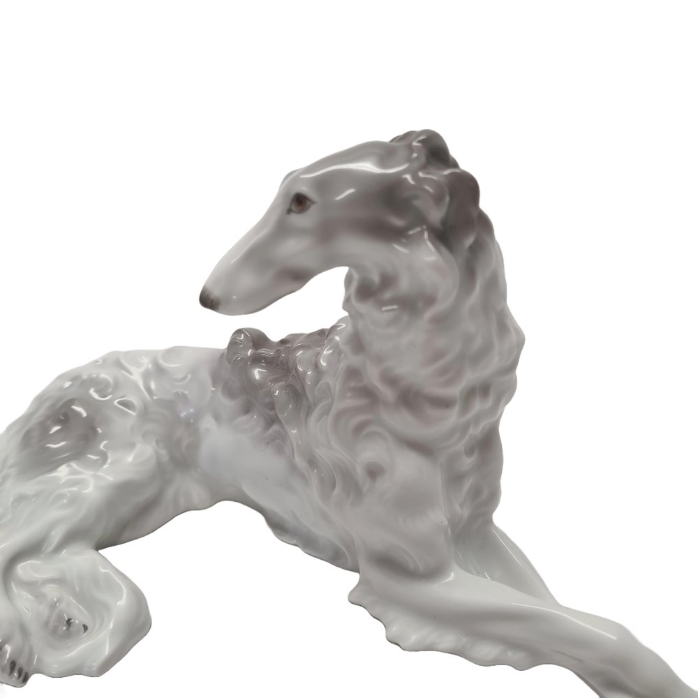 Art Deco Porcelain Borzoi Statue from Haas & Czjzek Schlaggenwald for ...