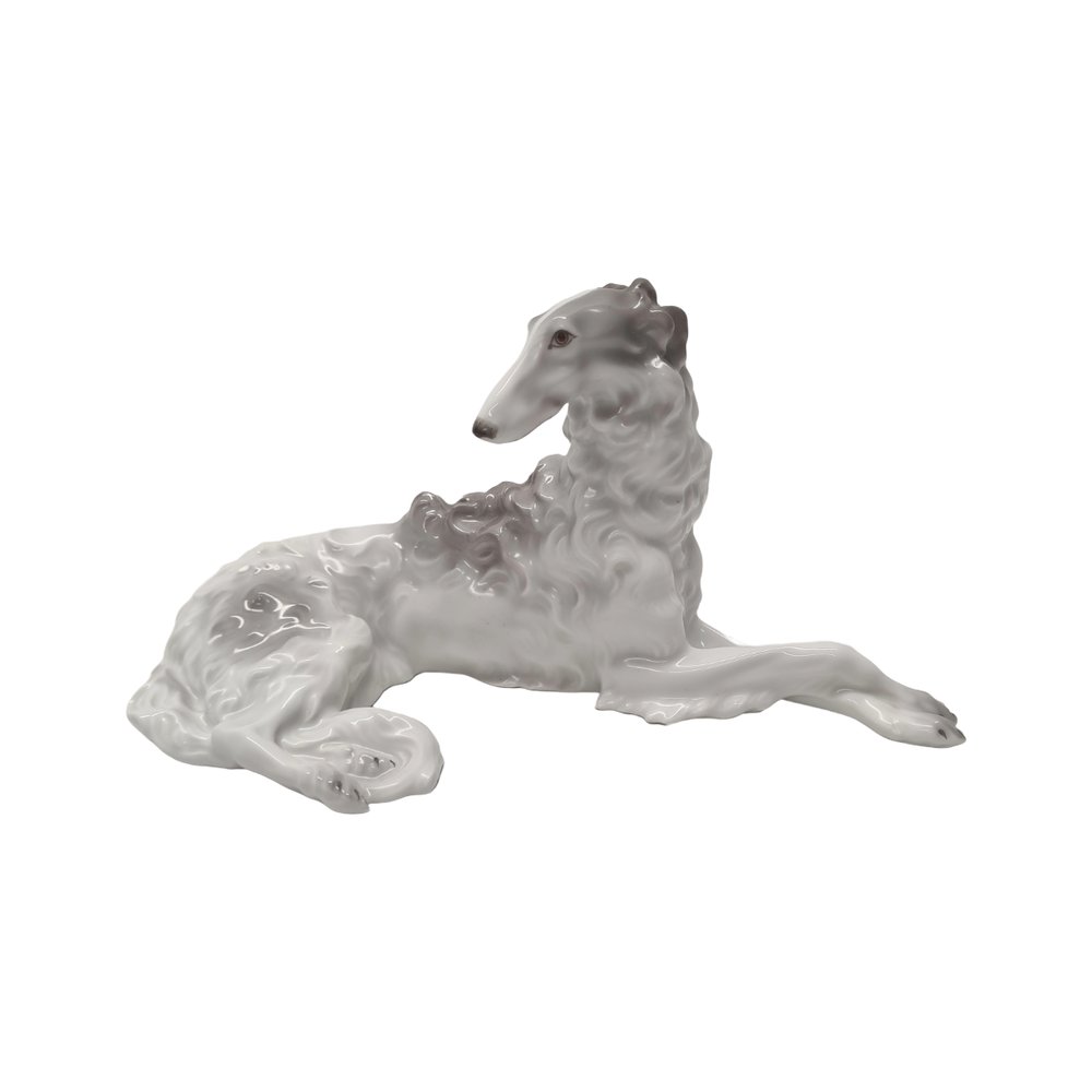 Art Deco Porcelain Borzoi Statue from Haas & Czjzek Schlaggenwald for ...