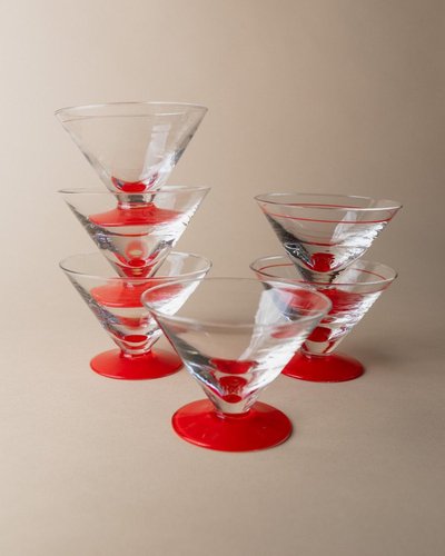 Vintage Red Drinking Glasses, 1980s, Set of 6 for sale at Pamono