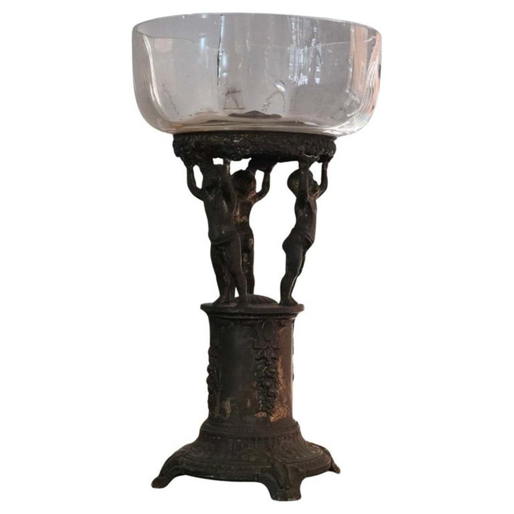 Centrepiece in Antimony Glass with Cherubs, Italy, 1900 for sale at Pamono