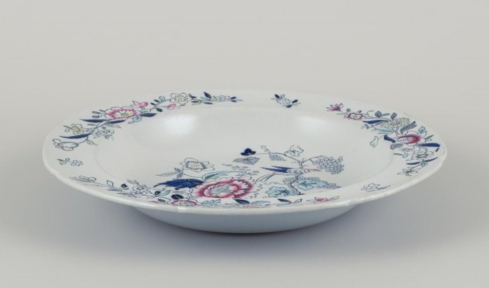 Six Lunch Plates in Faience with Floral and Bird Motifs from Copeland ...