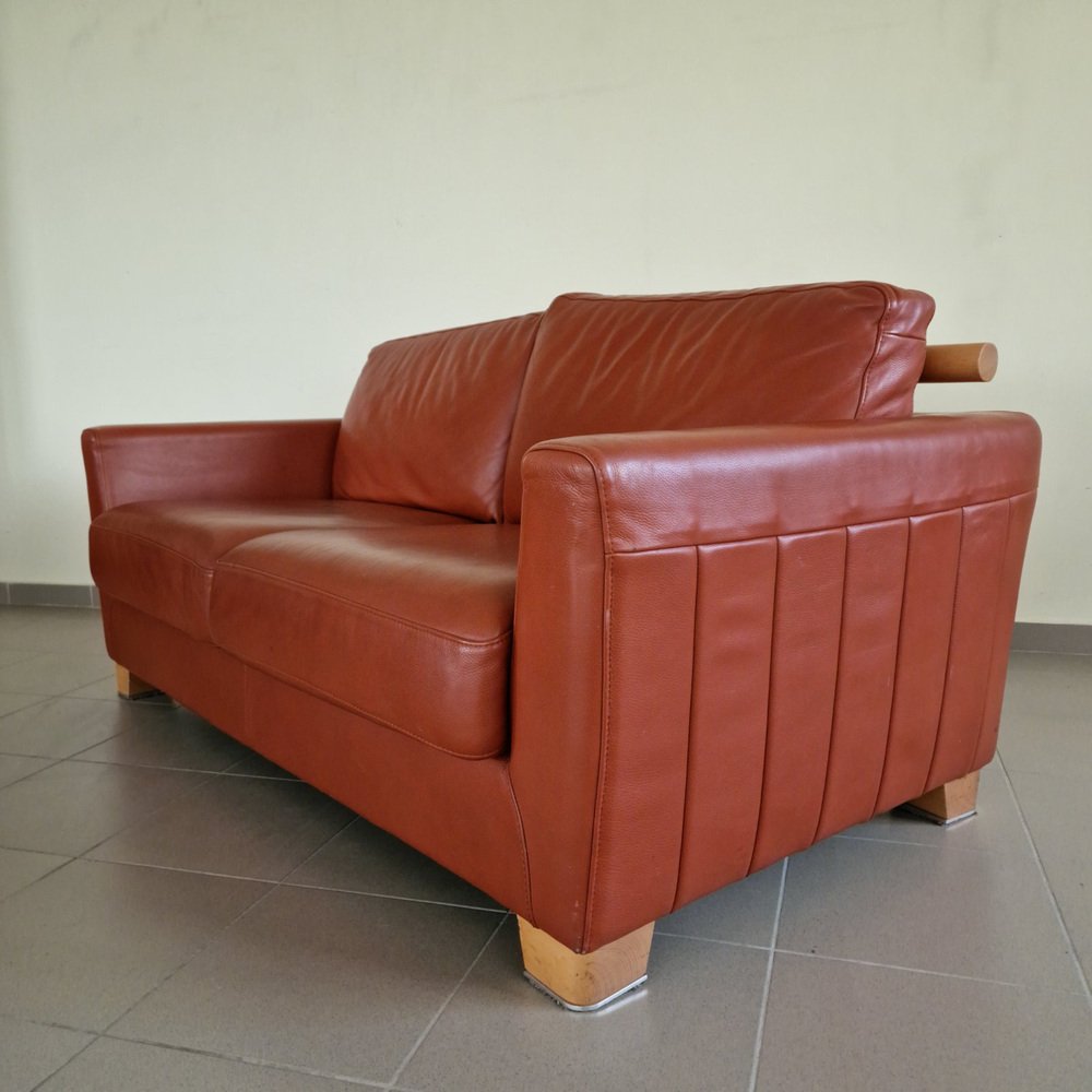 Art Deco Leather Sofa for sale at Pamono