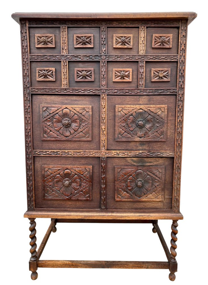 Spanish Wooden Storage Cabinet with Drawers, 1900s for sale at Pamono